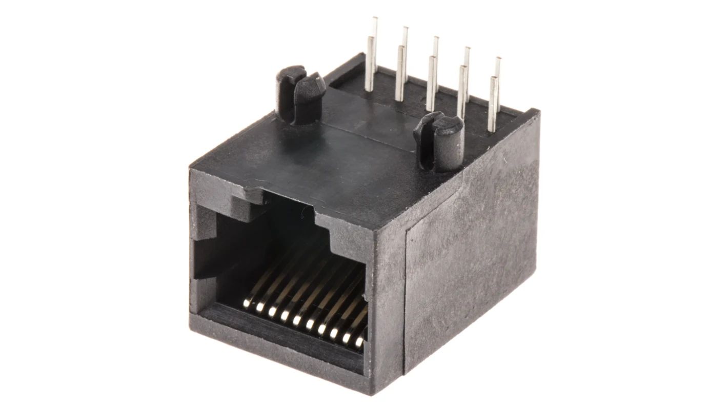 RJ connector 10P10C female kunststof zwart RJ50 horizontaal PCB - DomoticX