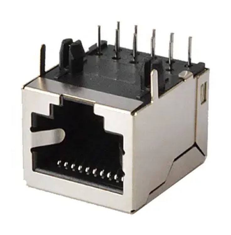 RJ connector 10P10C female shielded RJ50 horizontaal PCB - DomoticX