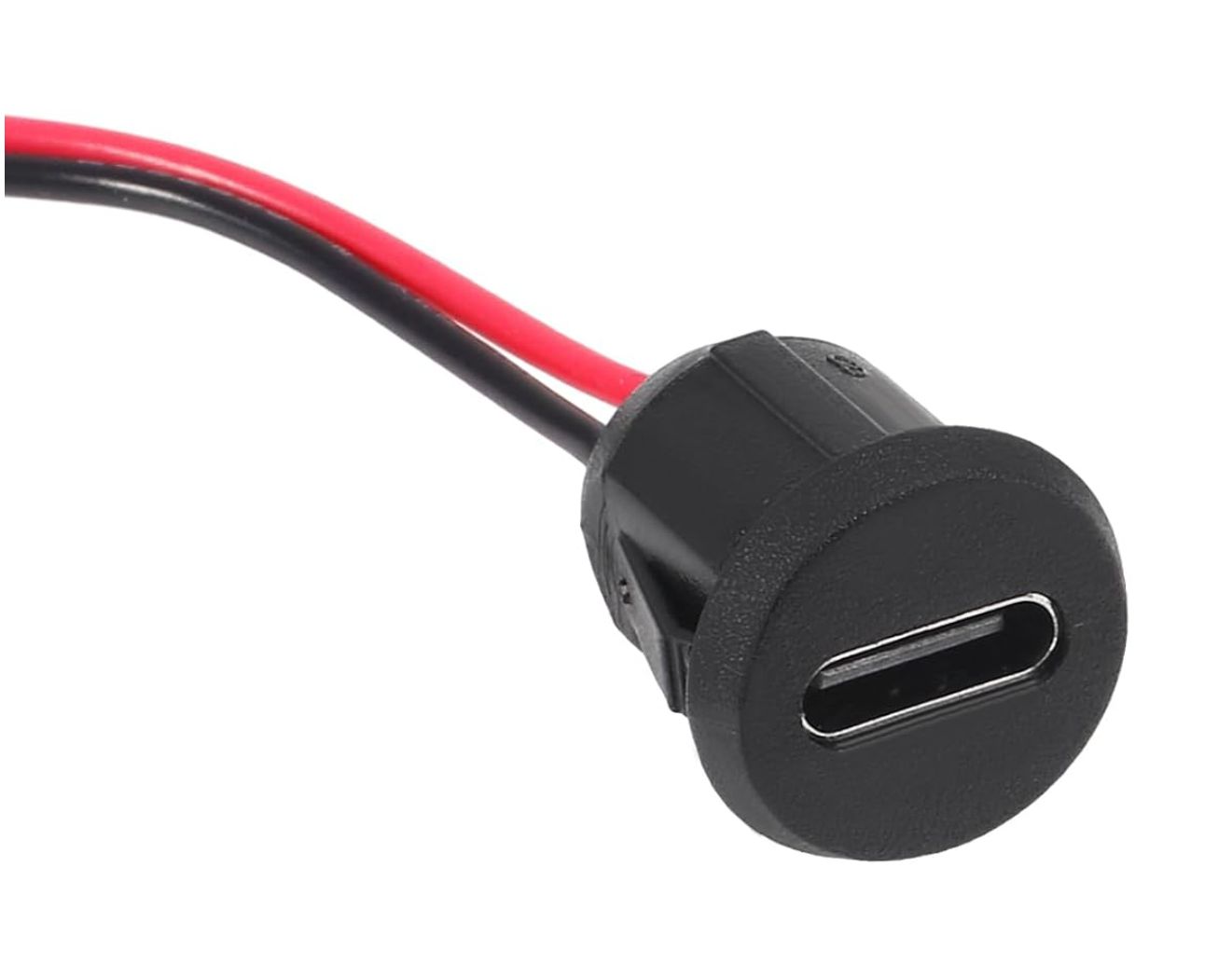 USB-C female connector voeding 2-pin 5V 3A inbouw push-in 12mm rond ...