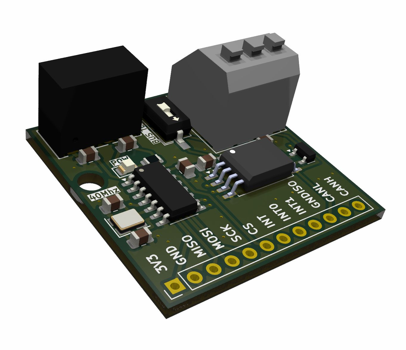 CAN Bus FD/Classic 2.0B communication module 3.3V SPI MCP2518 40MHz ISO1042 Isolated TVS/ESD ...