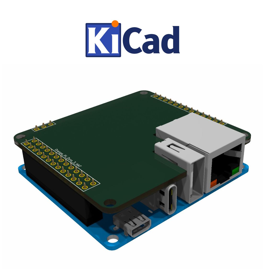 Orange Pi Zero 3 H618 Hat design template voor KiCad 8+ (digitaal) - DomoticX