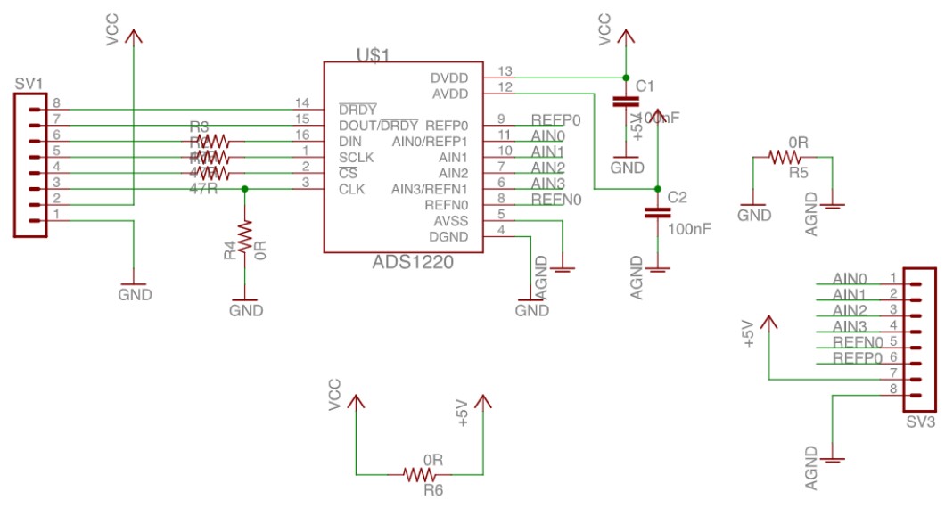 Analoog naar Digitaal Converter module ADC 24-bit 8 kanalen I2C ADS1220 ...
