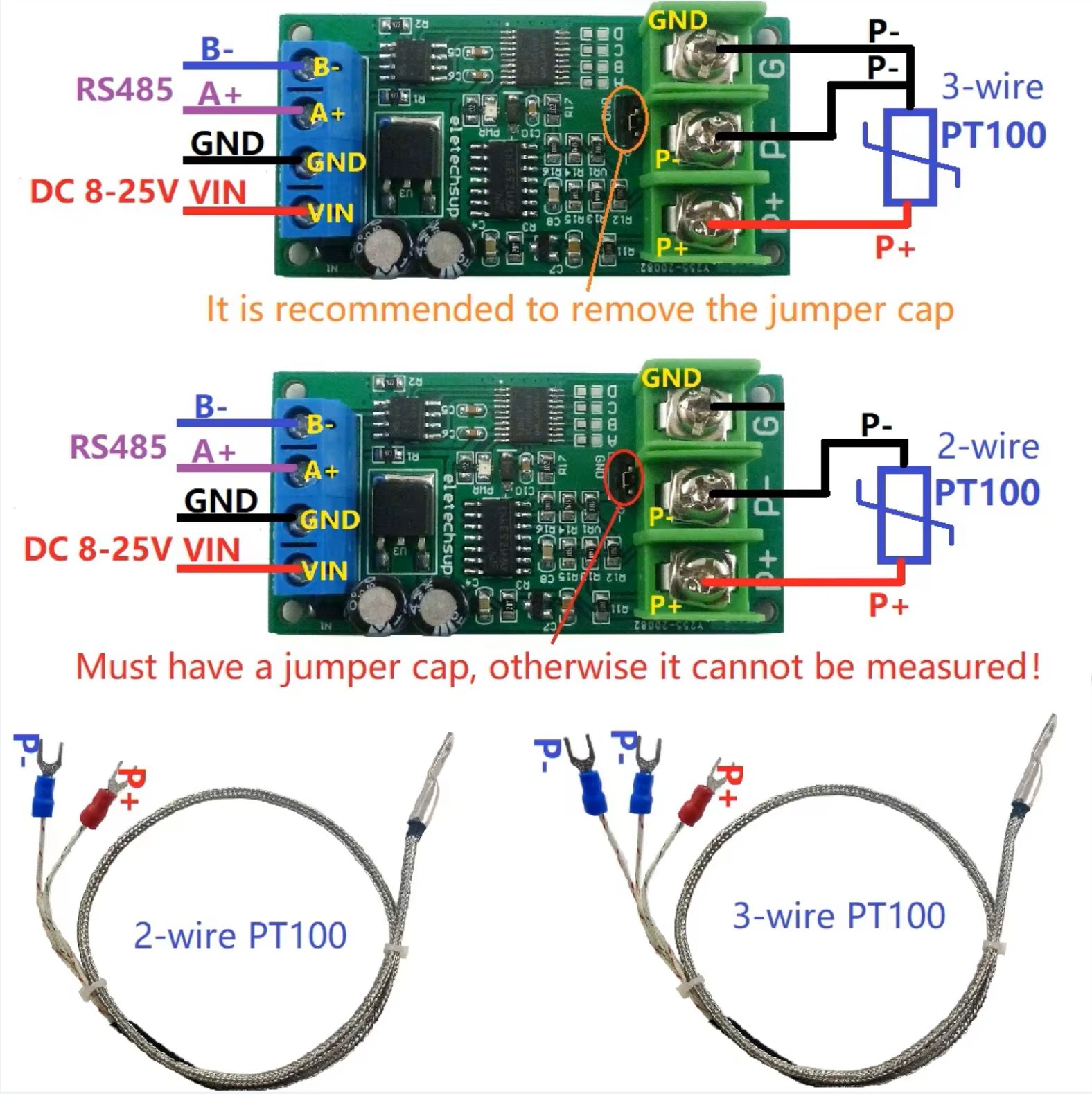 Modbus RS485 RTU PT100 temperatuur sensor RTD uitlezing -20 tot 220 ...