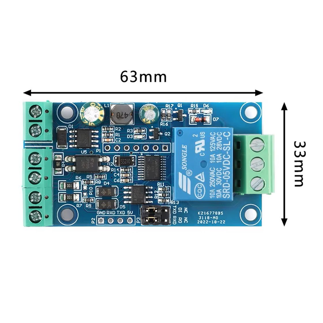Modbus RS485 RTU Relais module 7-24VDC schakelt 1xNO/NC 250V 10A versie ...