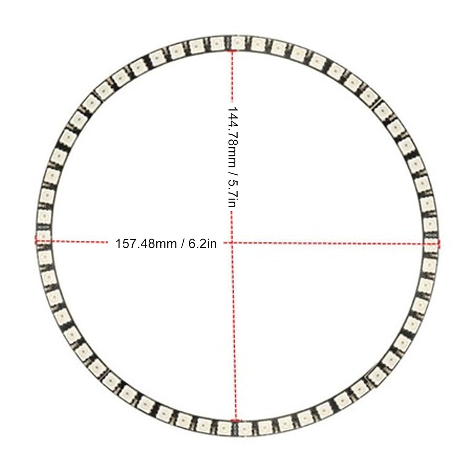 RGB LED module 60-bit cirkel 4-delen 157.5mm met WS2812 5050 chip ...