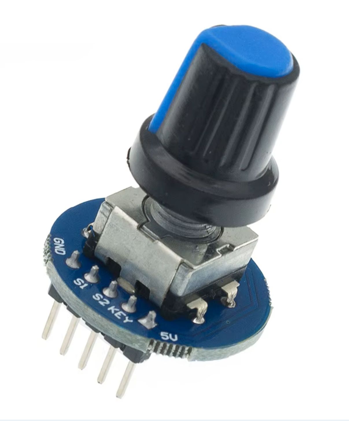 Rotary encoder module rond met drukknop 10mm geribbelde-as en knop EC11 - DomoticX