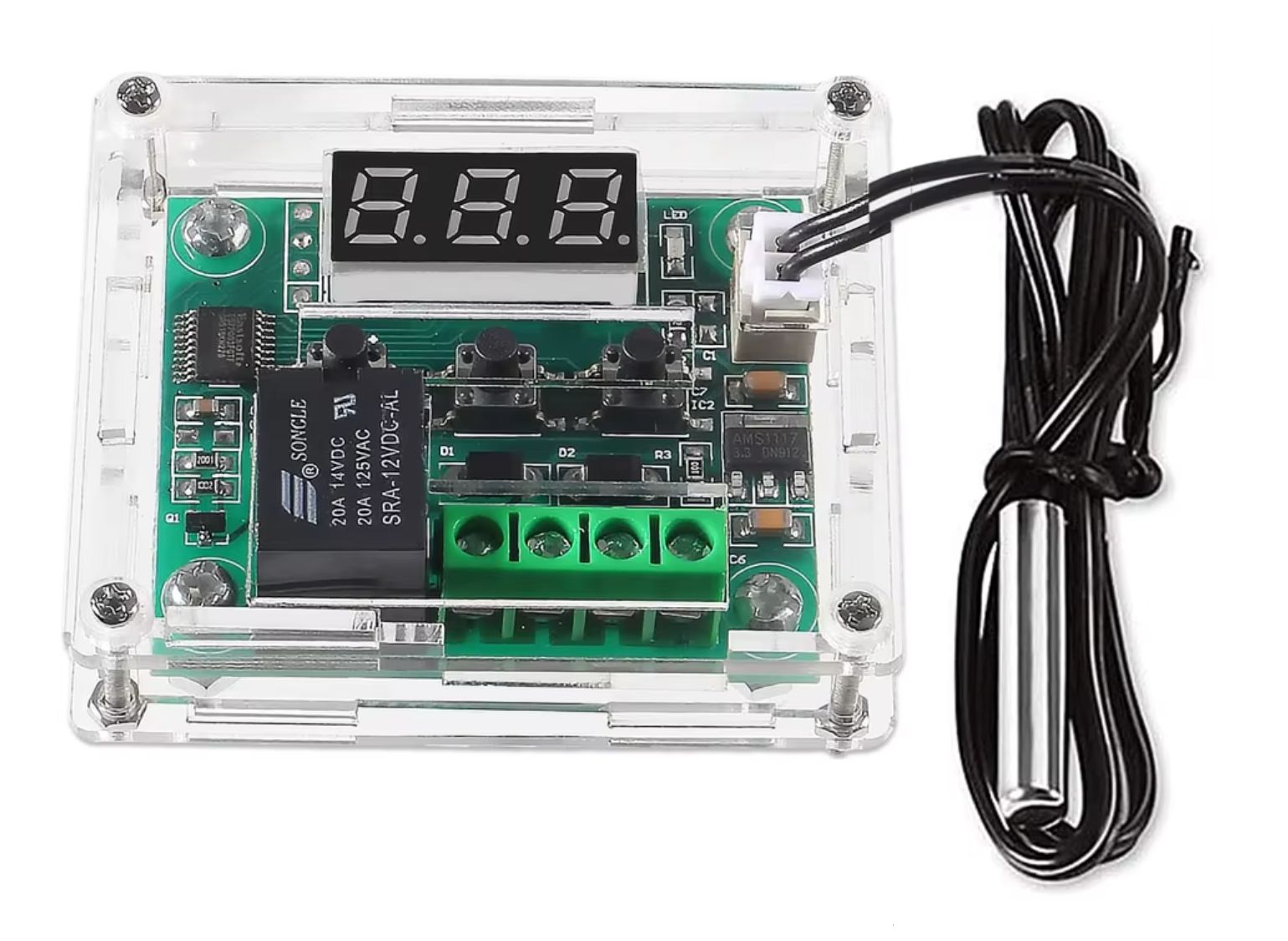 Temperatuur regelaar module NTC waterdicht 12V XH-W1209 met behuizing ...