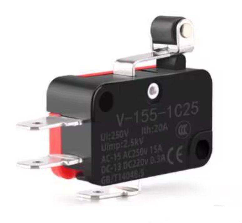 Microswitch 3-polig 15A 250VAC met roller kort V-155-1C25 - DomoticX
